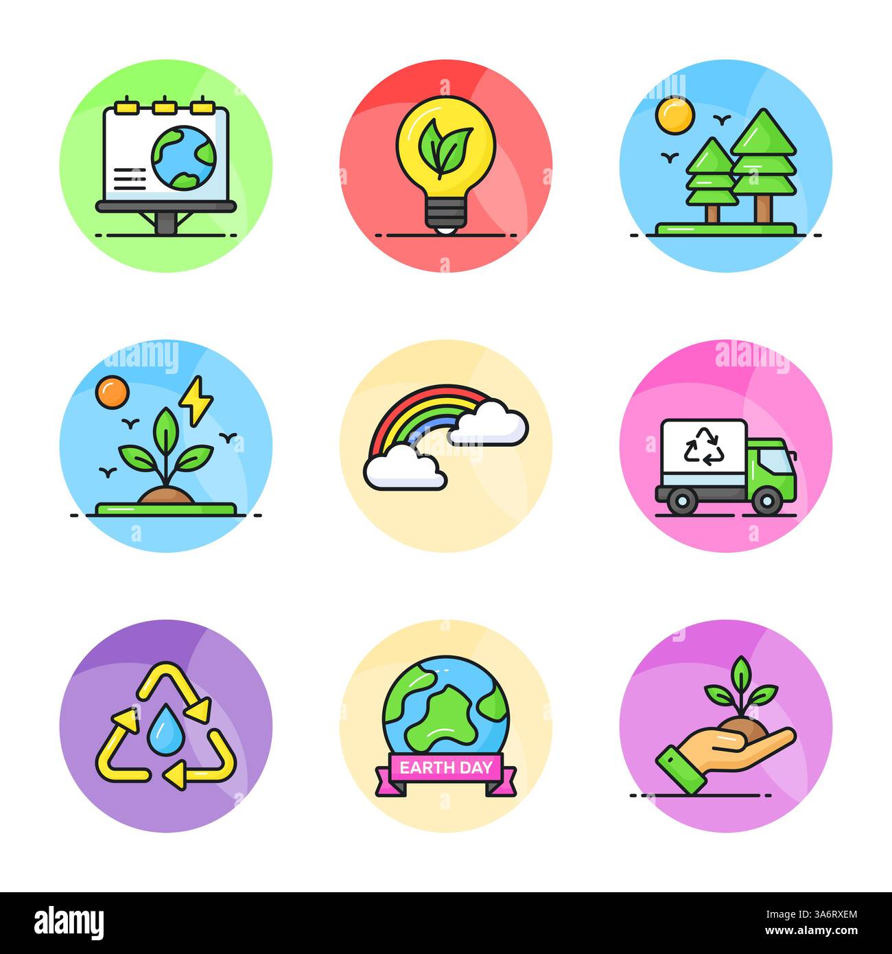 World mother earth day related icons set such as, billboard, energy ...
