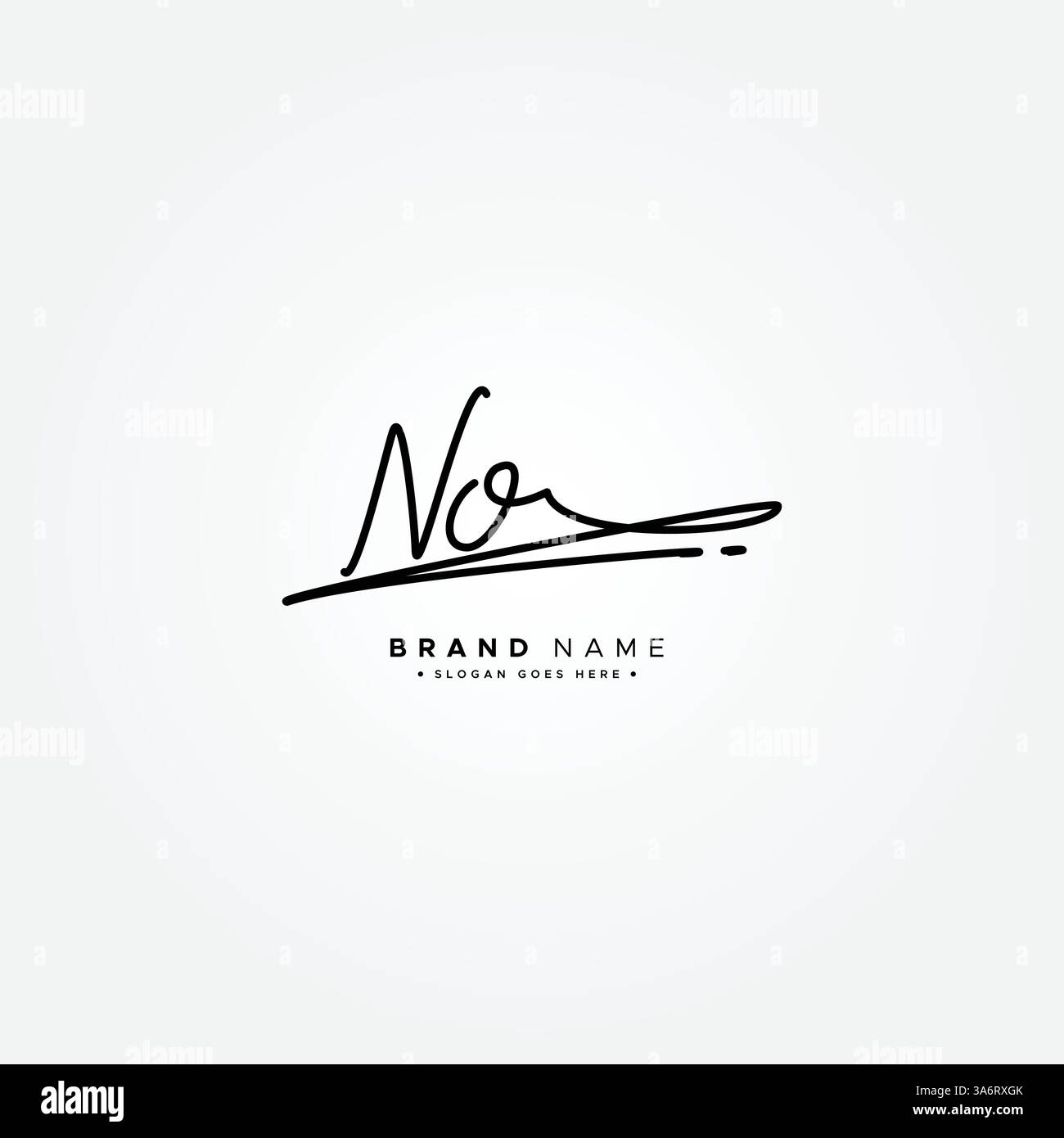Initial Letter NO Vector Logo Template in handwritten Signature Style ...