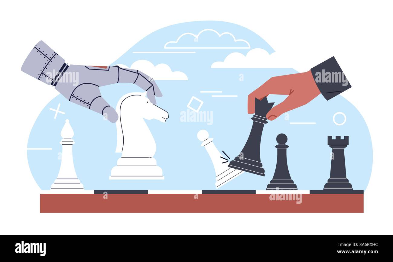 Robot playing chess with human. Competition with artificial ...