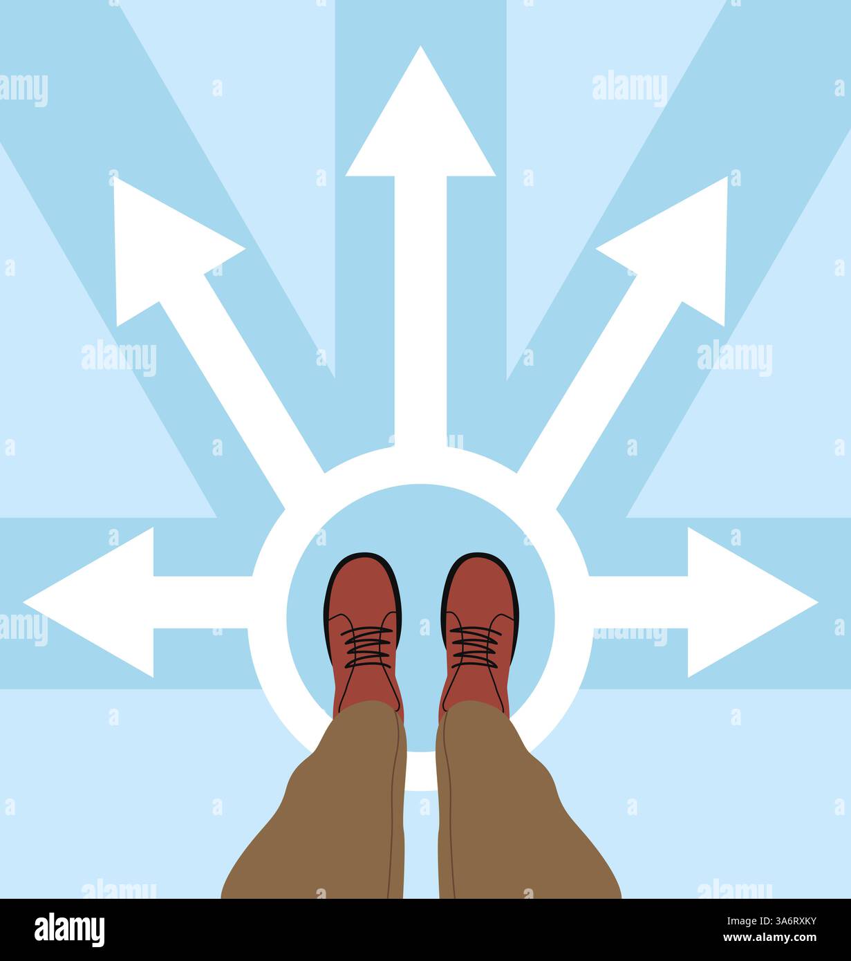 Person is faced with choice of direction. Man chooses path. Alternative ...