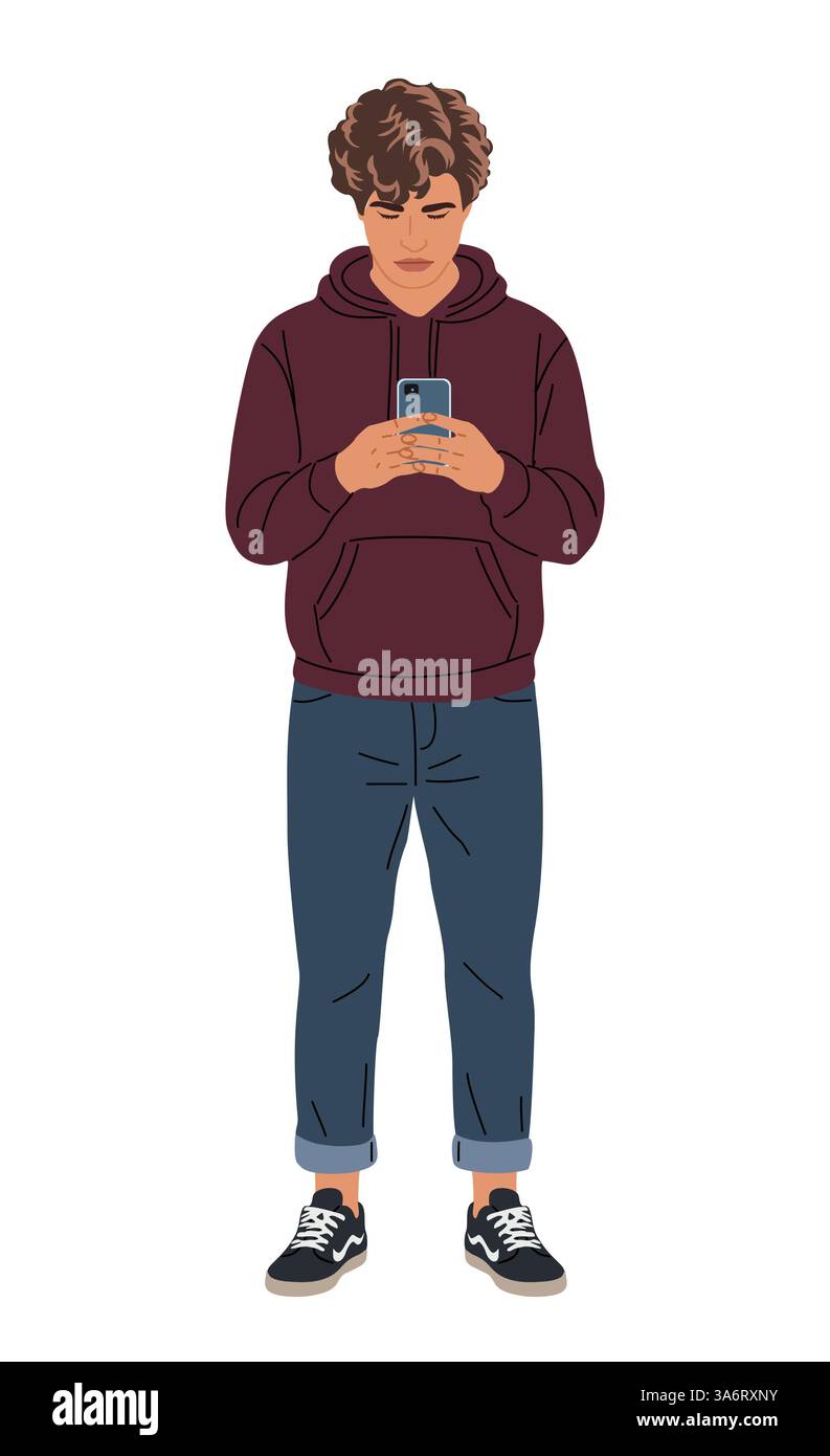 Full length man smartphone Stock Vector Images - Alamy