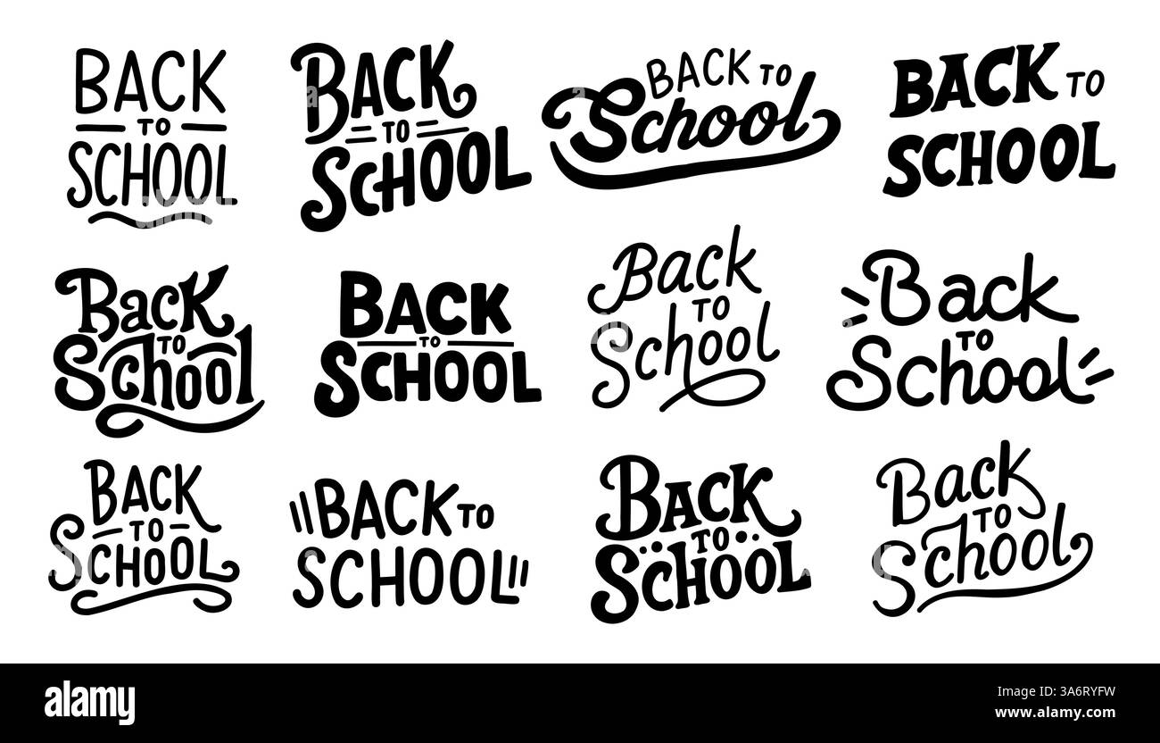 Back to school lettering set. Big set of Welcome back to school labels ...