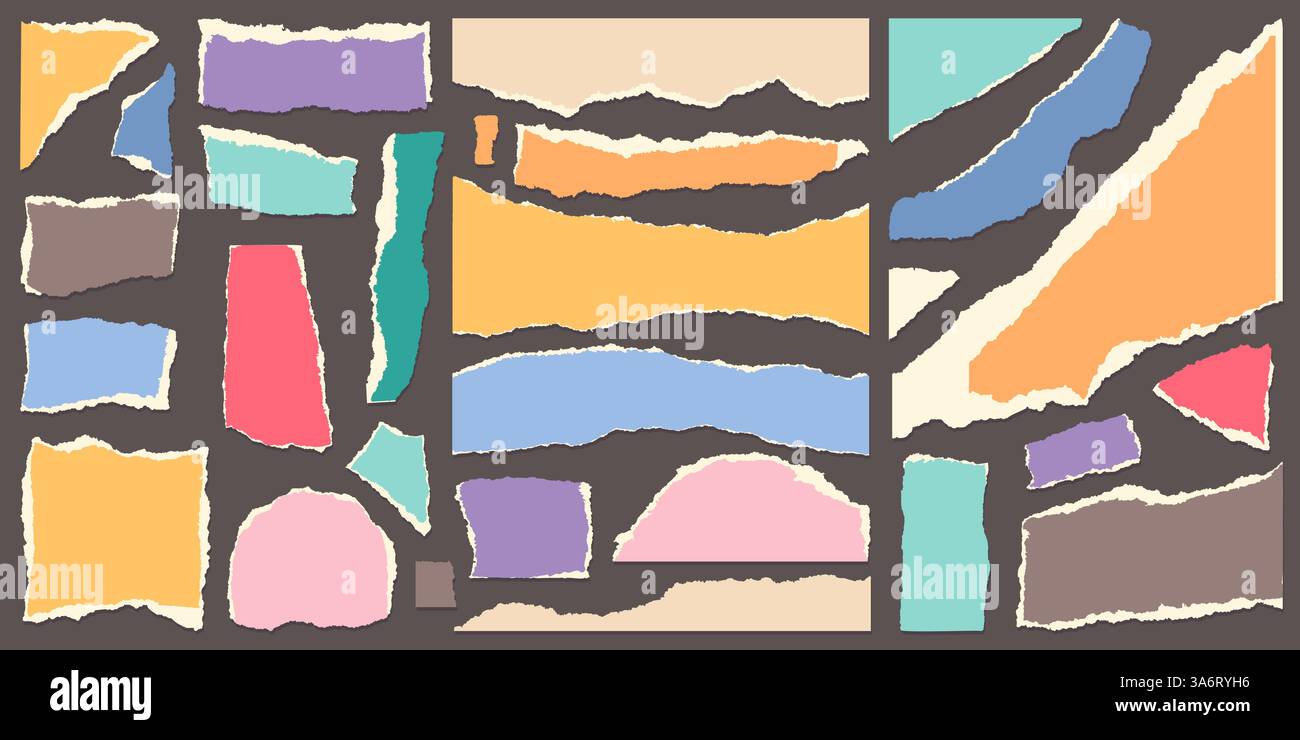 Cardboard cut pieces. Zine culture, torn paper, colorful collage ...