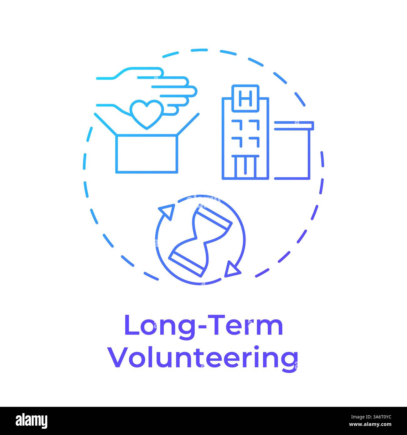 Long term volunteering blue gradient concept icon Stock Vector Image ...