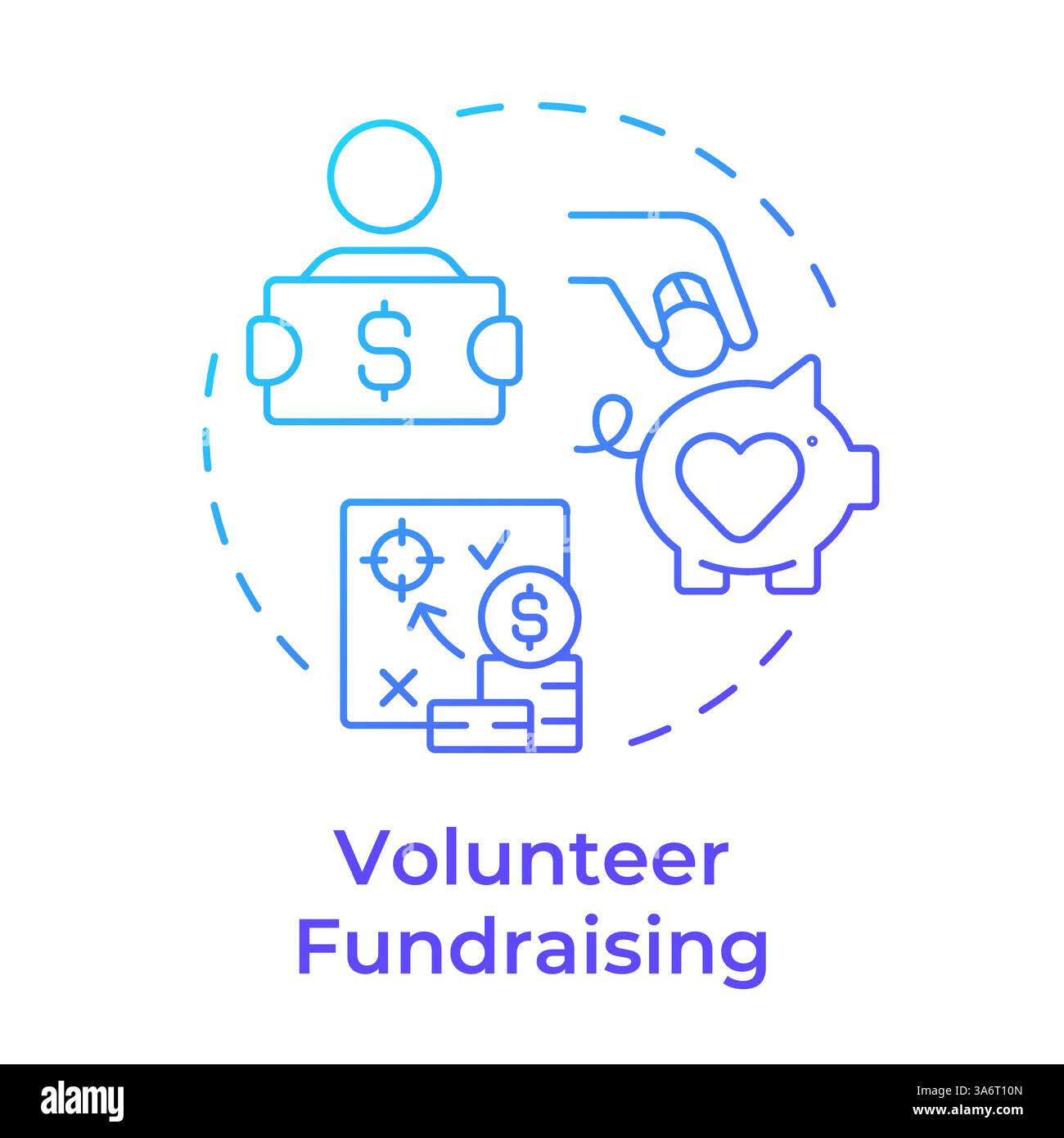 Volunteer fundraising blue gradient concept icon Stock Vector Image & Art - Alamy