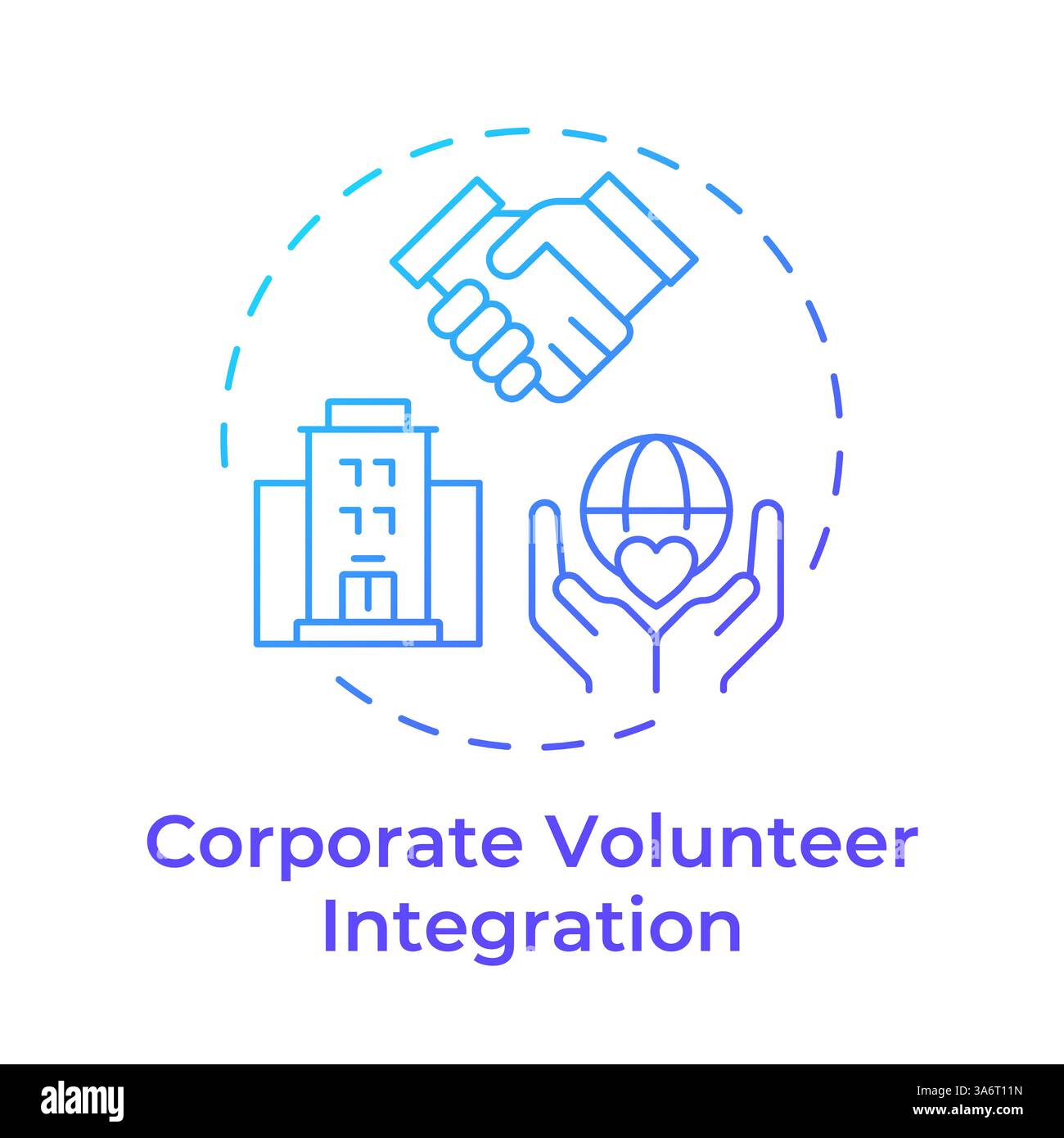 Corporate volunteer integration blue gradient concept icon Stock Vector ...