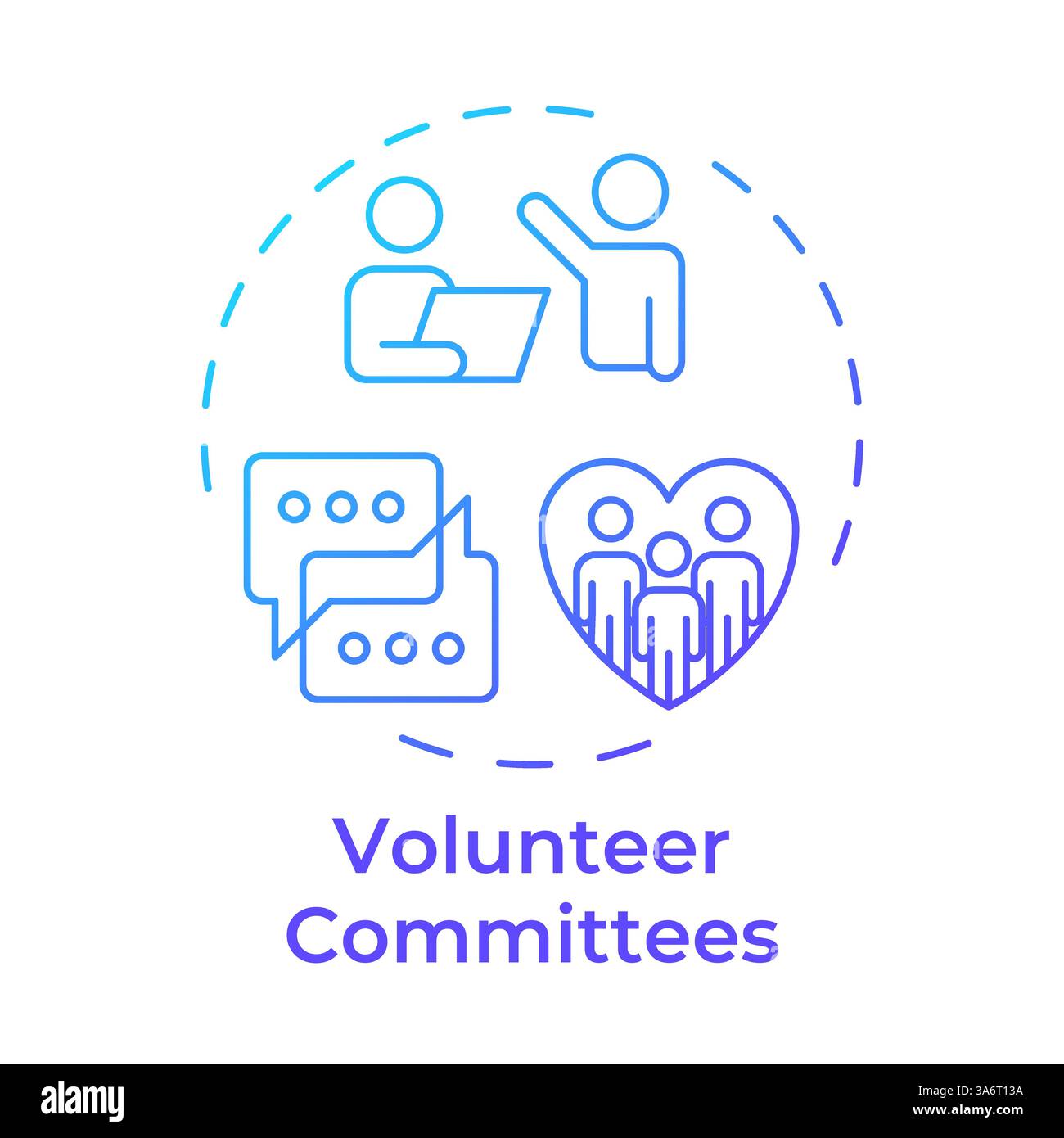 Volunteer committees blue gradient concept icon Stock Vector Image ...