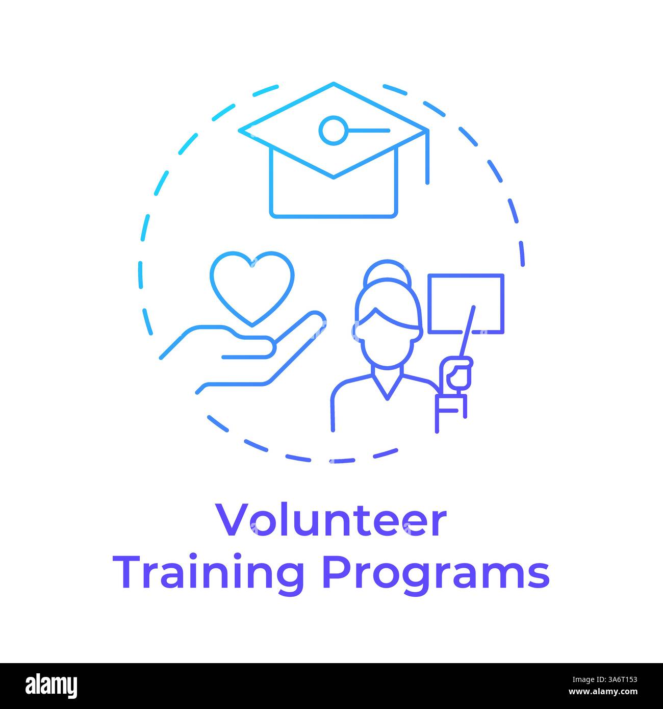 Volunteer training programs blue gradient concept icon Stock Vector ...
