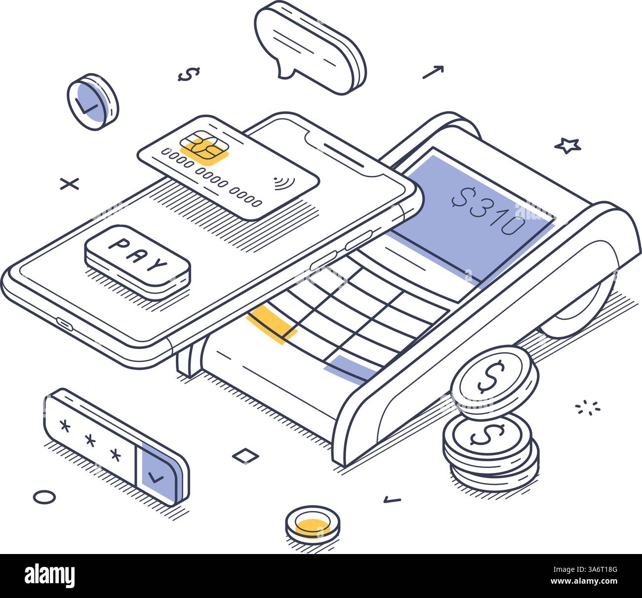 Modern payment process through contactless technology. A smartphone ...