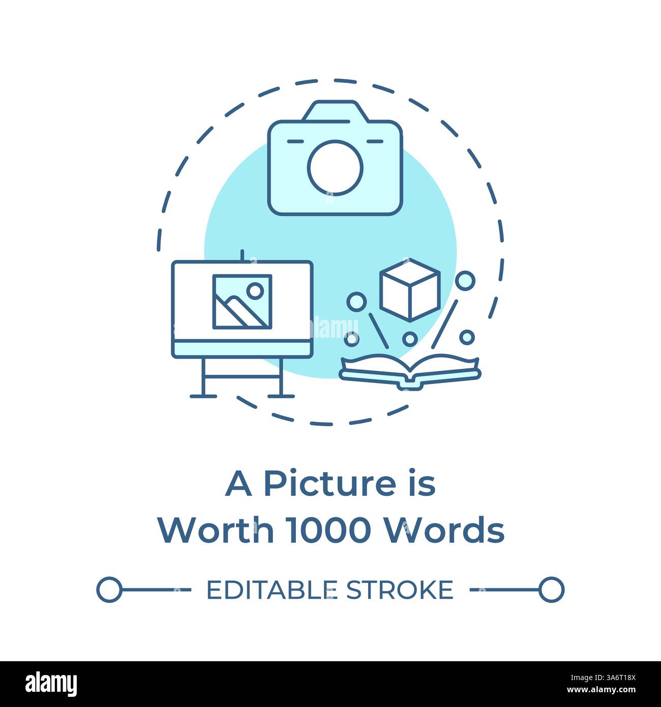 A picture is worth 1000 words soft blue concept icon Stock Vector Image ...