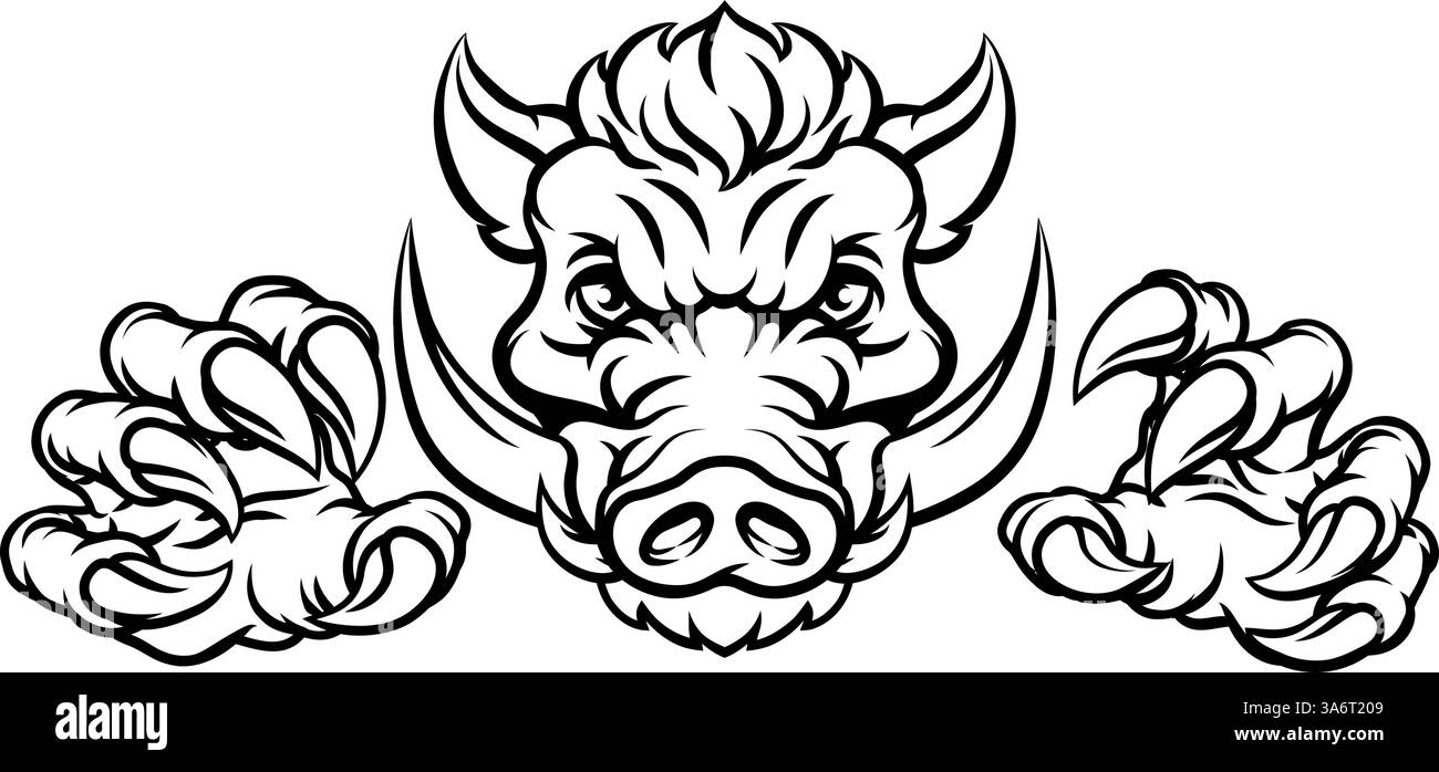 Boar Wild Hog Razorback Warthog Pig Sports Mascot Stock Vector Image ...