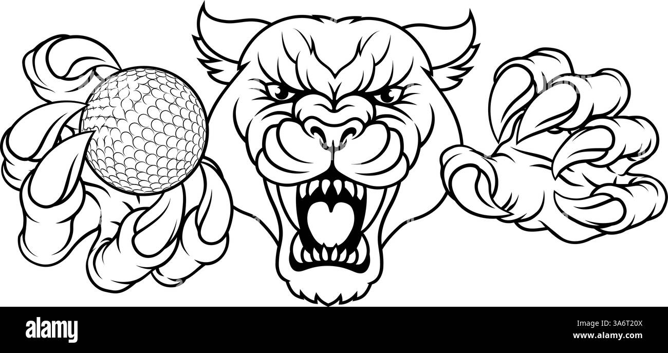 Panther Leopard Cougar Wildcat Golf Ball Mascot Stock Vector Image ...