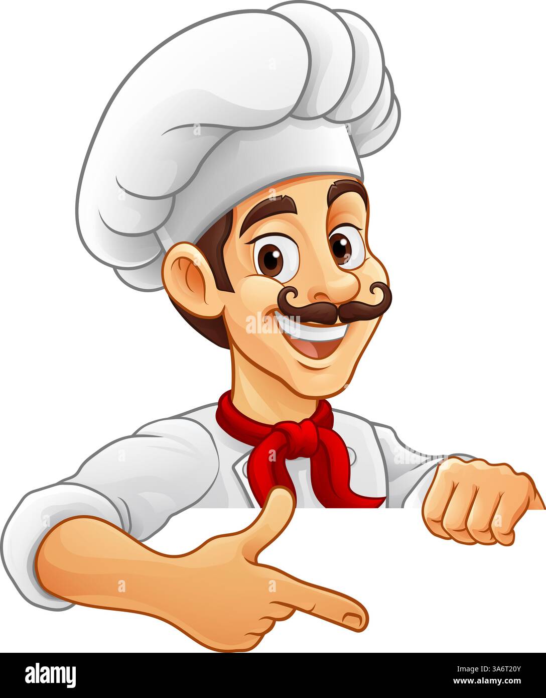 Chef Baker Cook Cartoon Mascot Man Pointing Sign Stock Vector Image ...