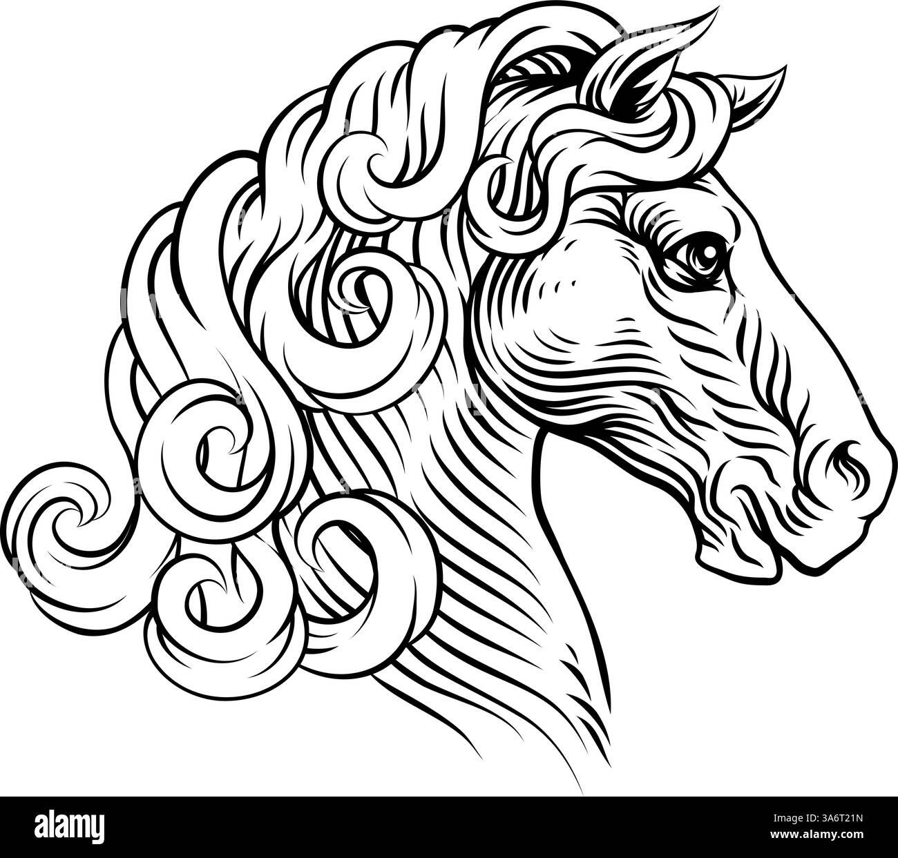 Horse Head Woodcut Etching Vintage Style Stock Vector Image & Art - Alamy