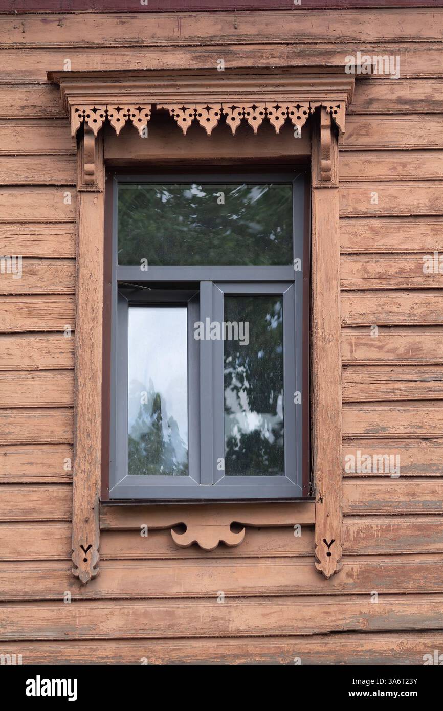 Modern plastic window stylized in retro style. Architecture Stock Photo ...
