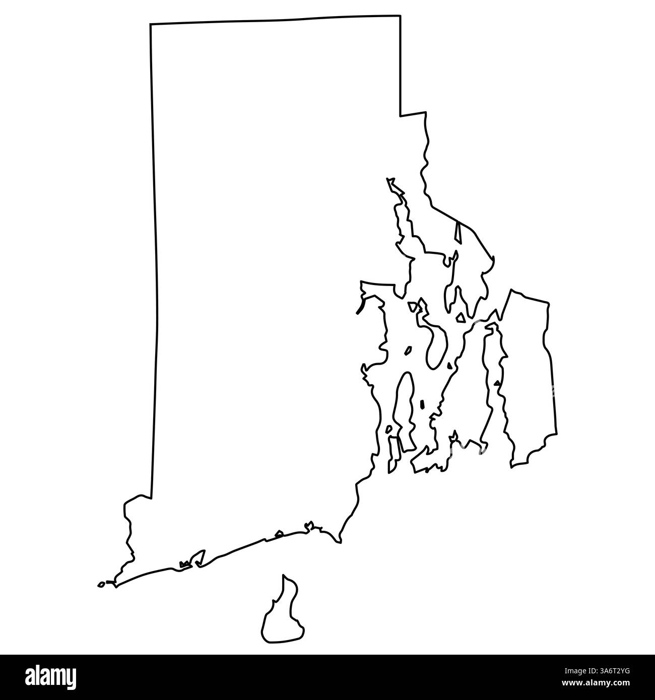Rhode Island State Outline Map Illustration with Counties and Islands ...