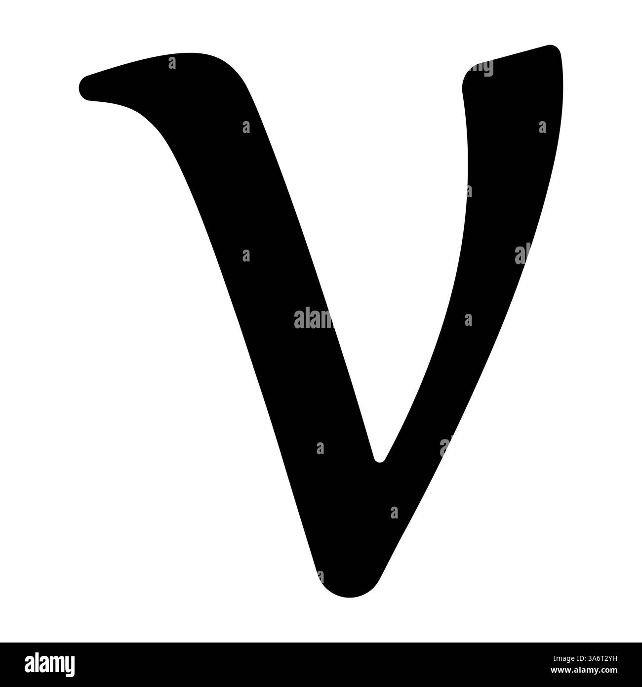 Greek Letter Nu, Icon in Bold Handwritten Typography Style Stock Vector ...