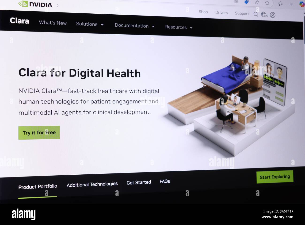 Nvidia clara digital health solutions interface displayed on screen Stock Photo - Alamy
