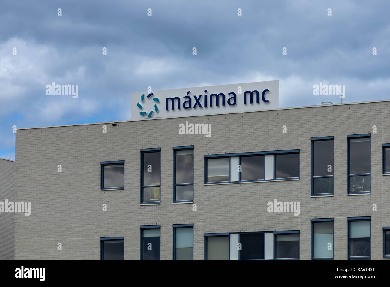 Maxima MC logo on the hospital in Eindhoven. Máxima MC is a top ...