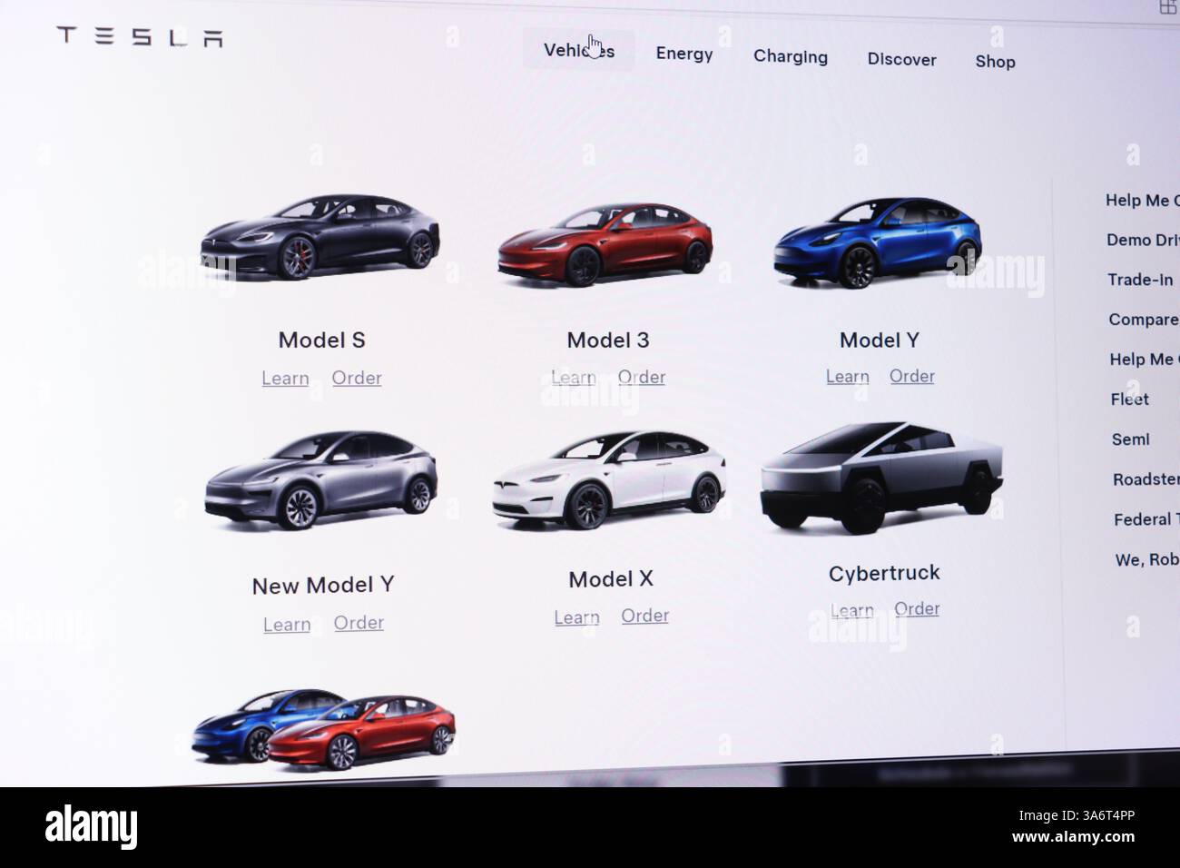 Tesla vehicle lineup display with model s 3 x y and cybertruck on ...