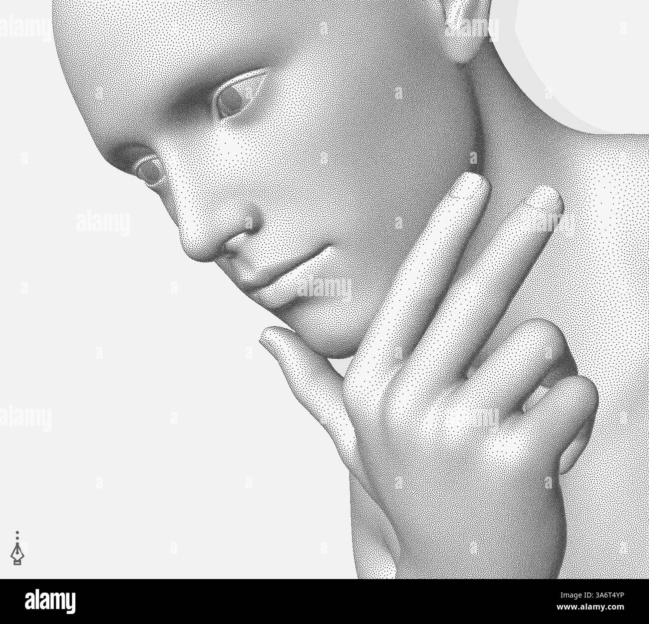 Time to think. man with his hand on his chin as though he was thinking ...