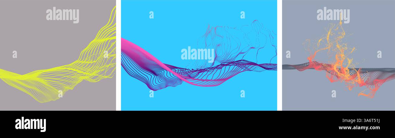 Water splash imitation. Point explode. Array with dynamic emitted particles. Abstract background ...