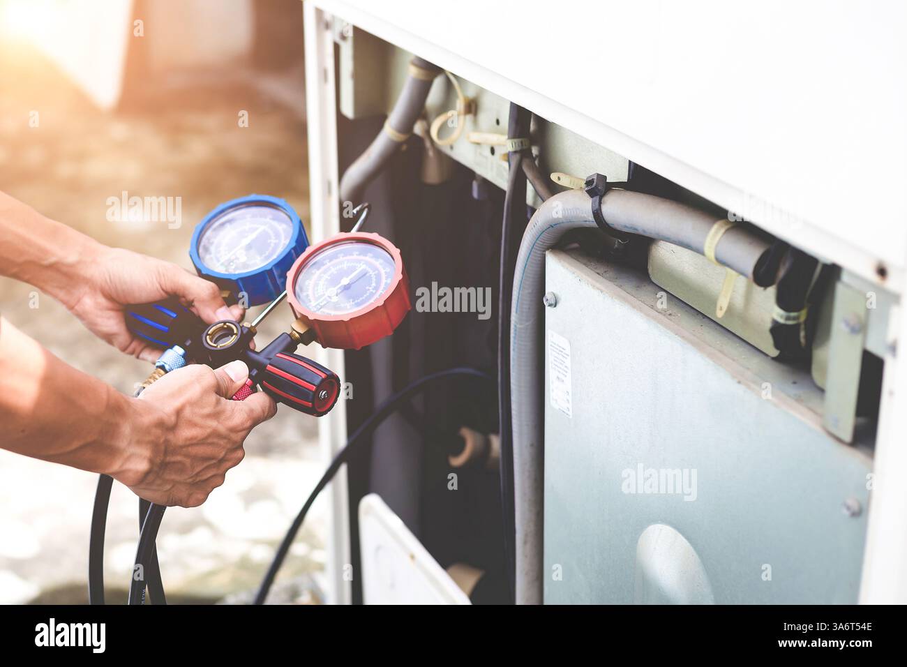 air condition outdoor unit compressor install outside the building ...