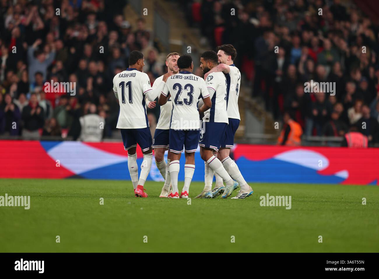 Reece James of England celebrates with Myles Lewis Skelly of England ...