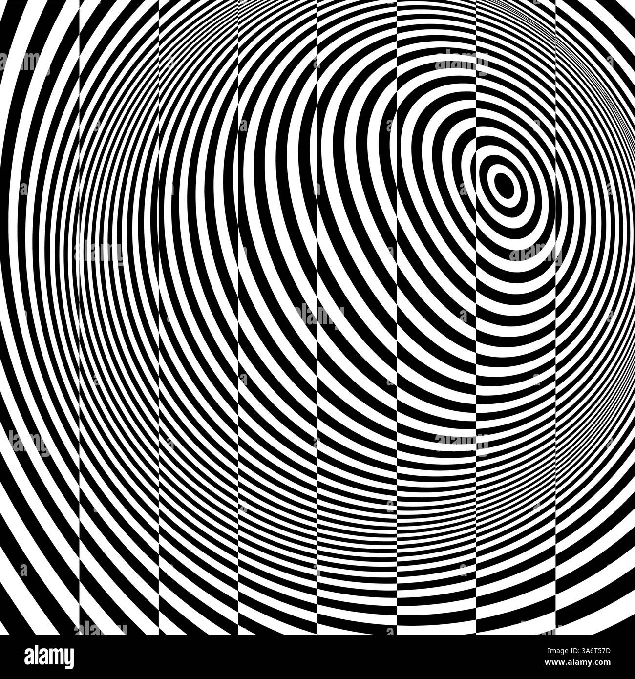Black and white image with a spherical bulge. Optical illusion dynamic ...