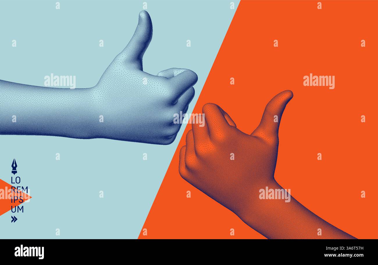 Two hands with thumbs up. Sign success and nice. Concept positive ...