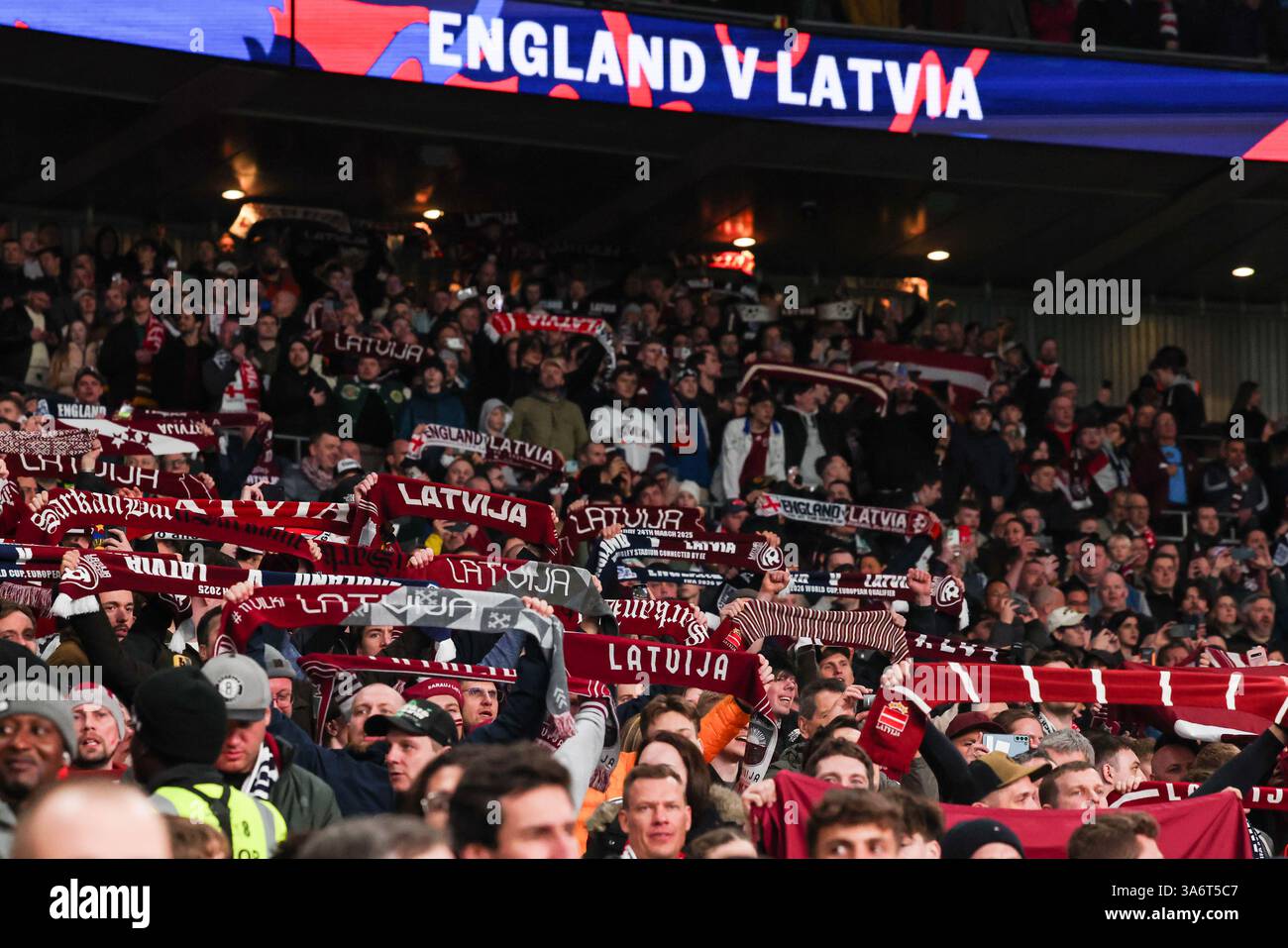 latvian fans during their national anthem - England v Latvia, FIFA ...