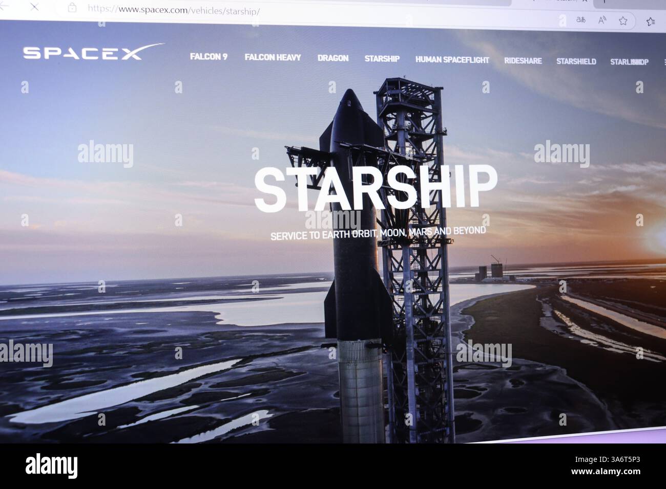 Spacex starship launch vehicle on display at sunrise with scenic ...