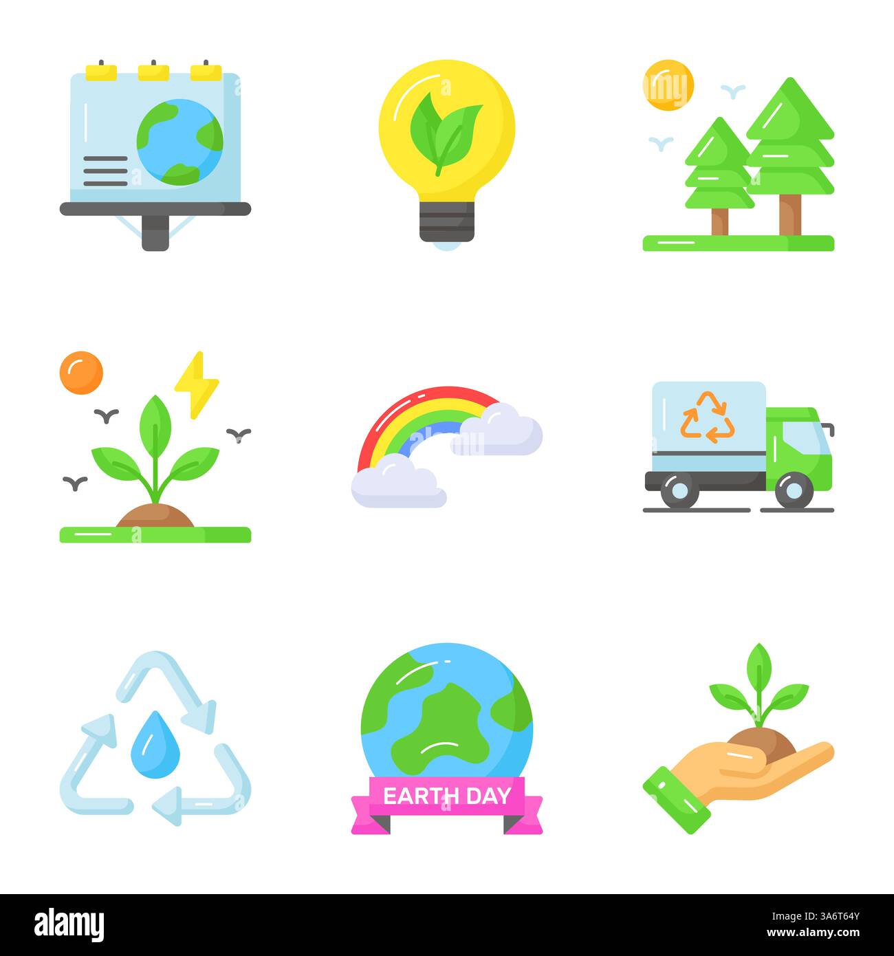 World mother earth day related icons set such as, billboard, energy ...