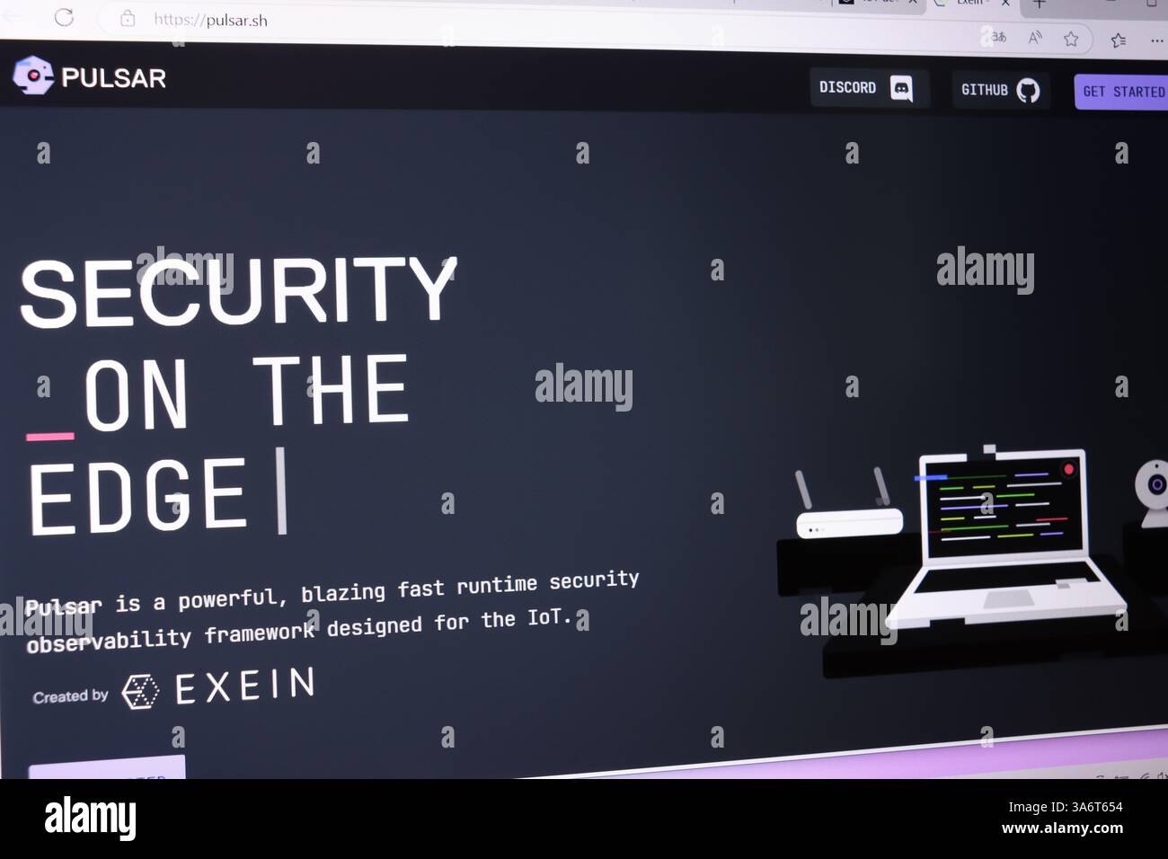 Pulsar security framework interface with laptop and router graphics Stock Photo - Alamy