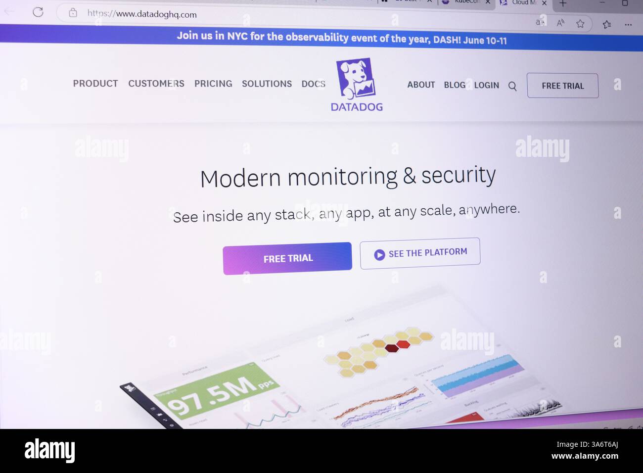 Network performance monitoring screen displaying hi-res stock ...