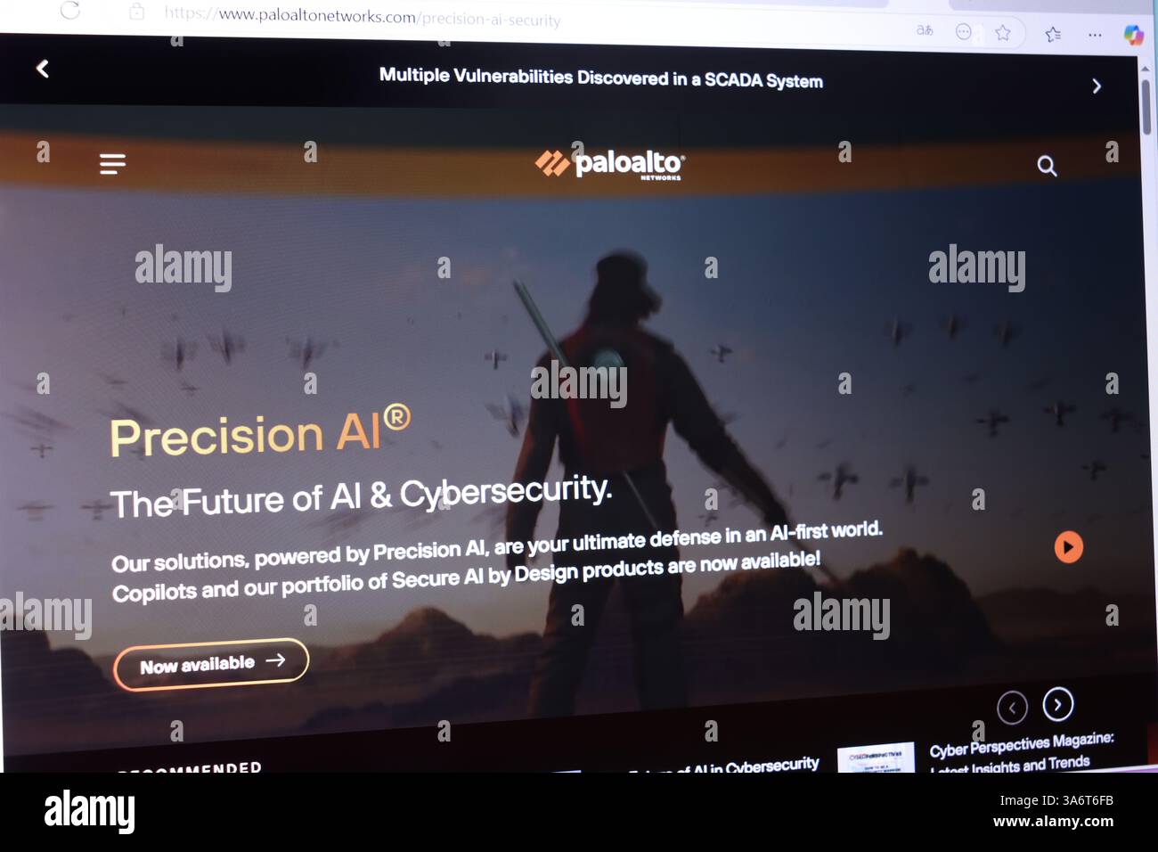 Palo alto networks website featuring precision ai in cybersecurity ...