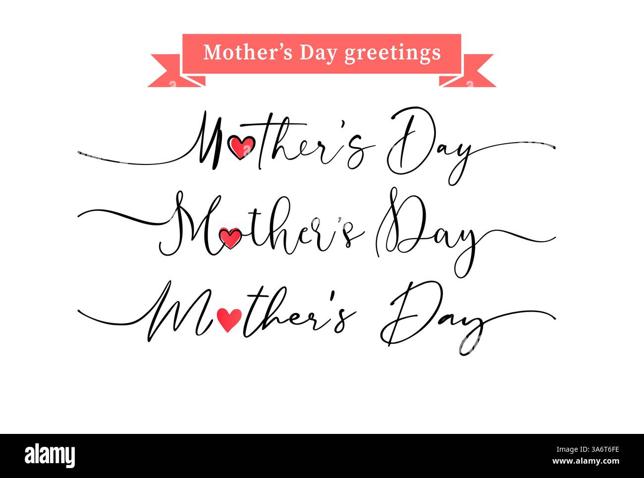 Set of artistic handwritten style greetings for Mother's Day postcard ...