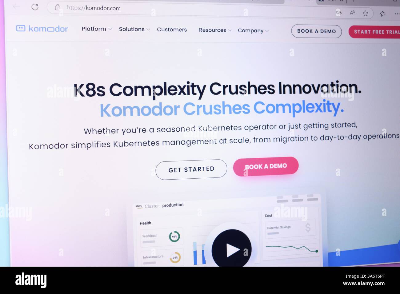 Innovative kubernetes management platform homepage interface Stock ...