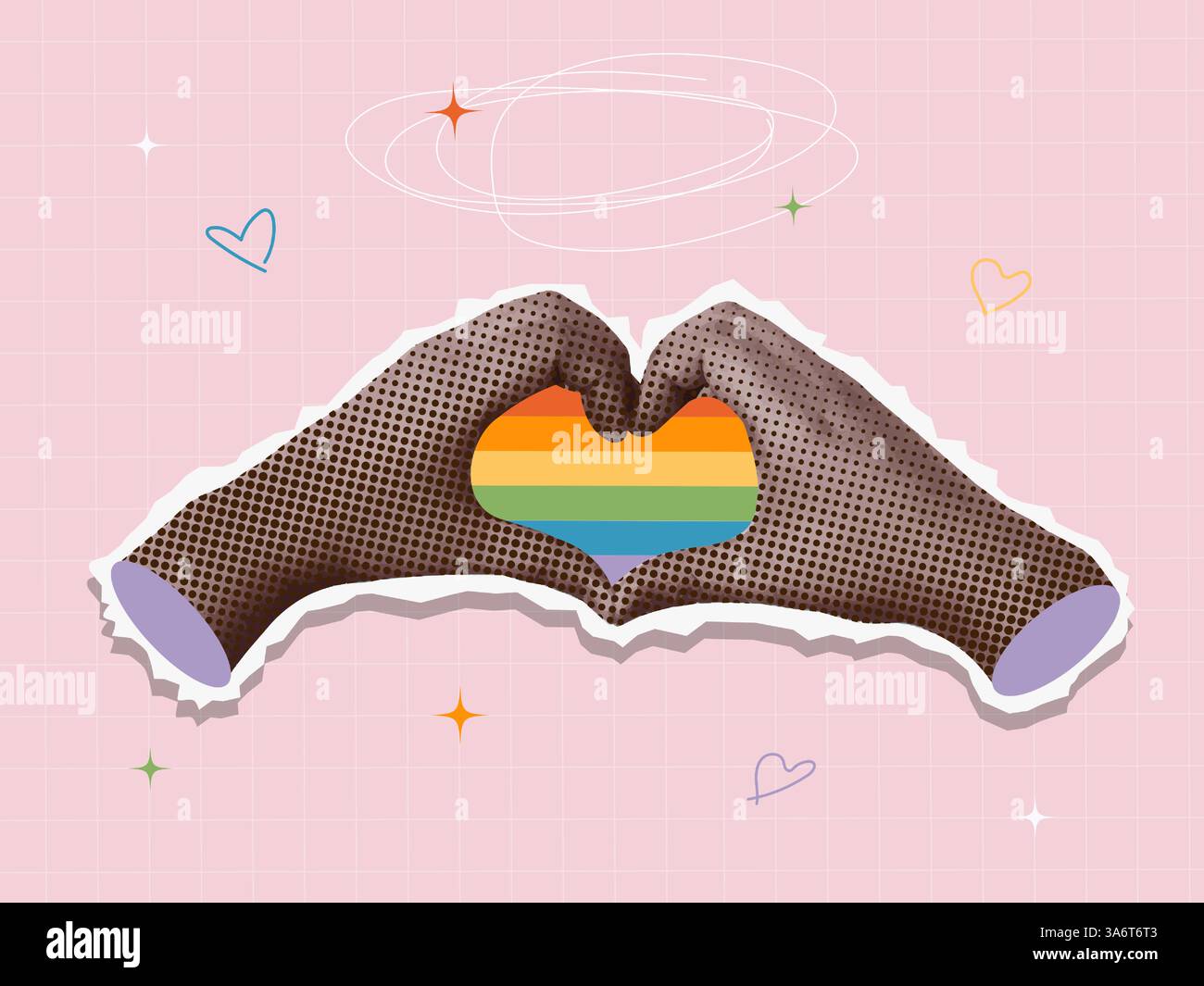 Hands forming a heart shape with rainbow colors for Pride celebration ...