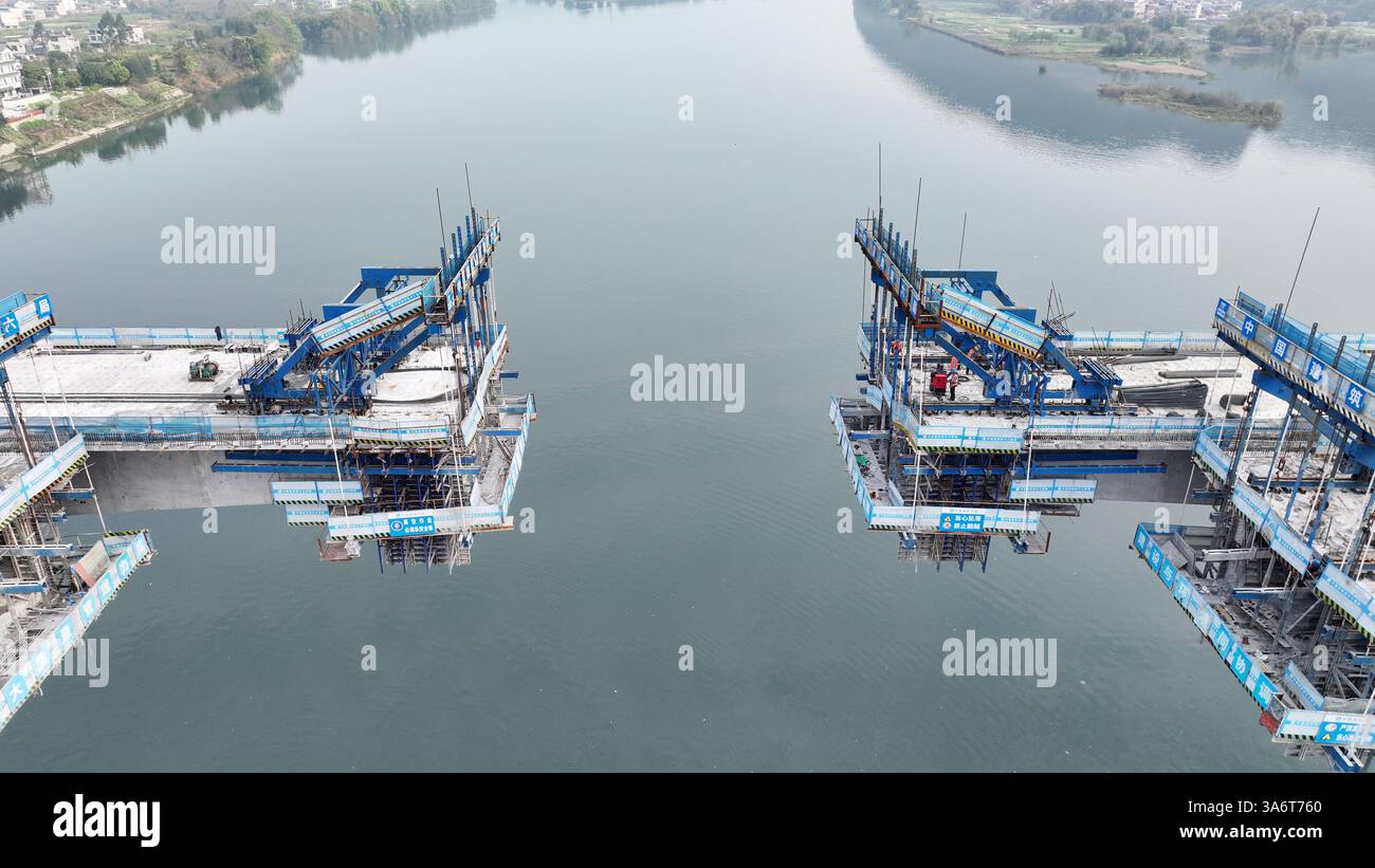 Liuzhou, China. 26th Mar, 2025. Workers are working at the construction ...