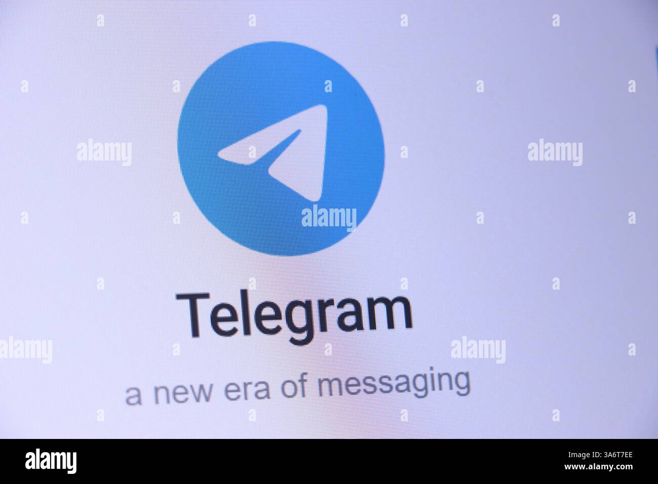 Telegram app logo with tagline on digital screen Stock Photo - Alamy
