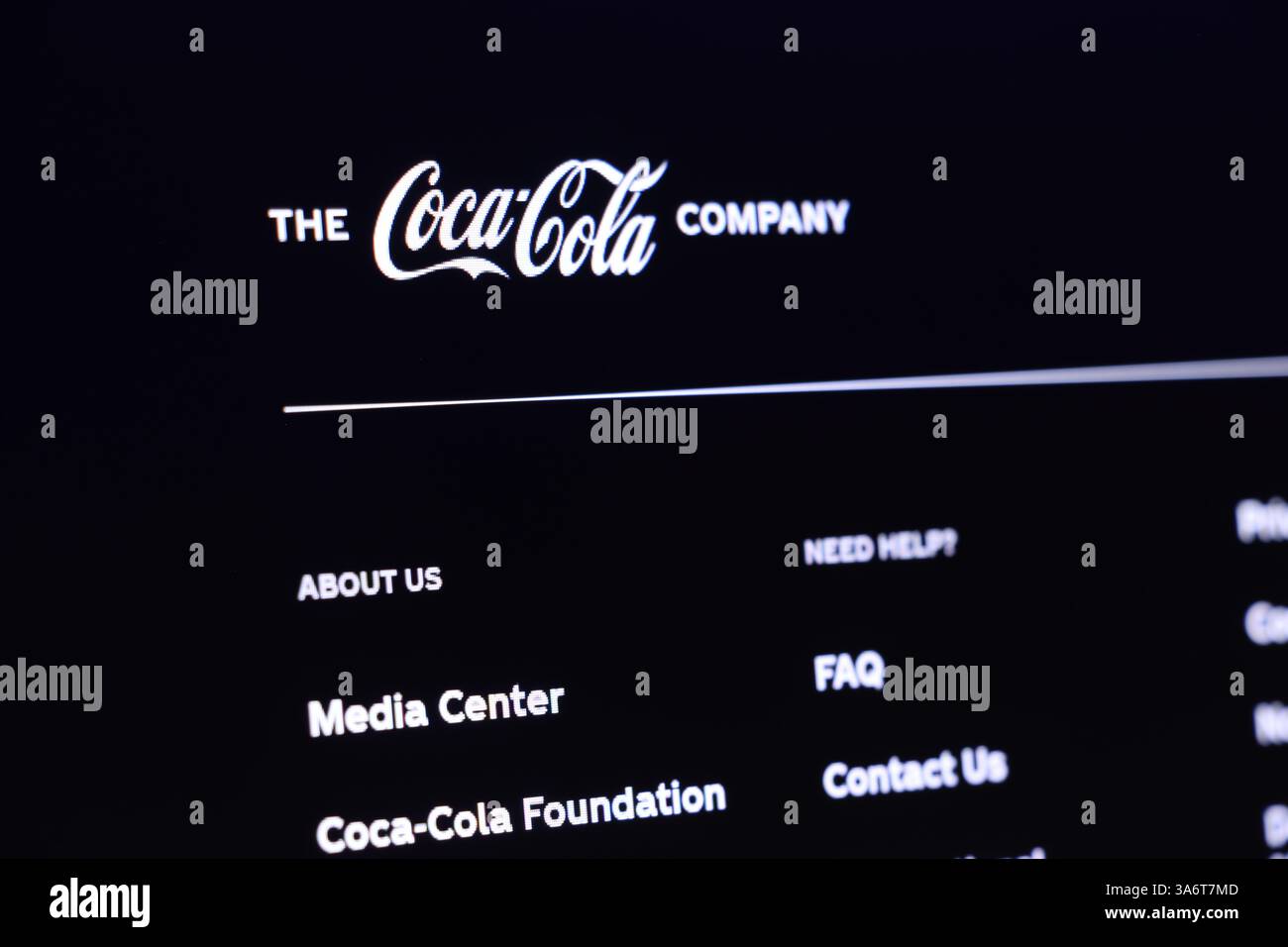 Coca-cola company website interface displaying menu options and branding Stock Photo - Alamy