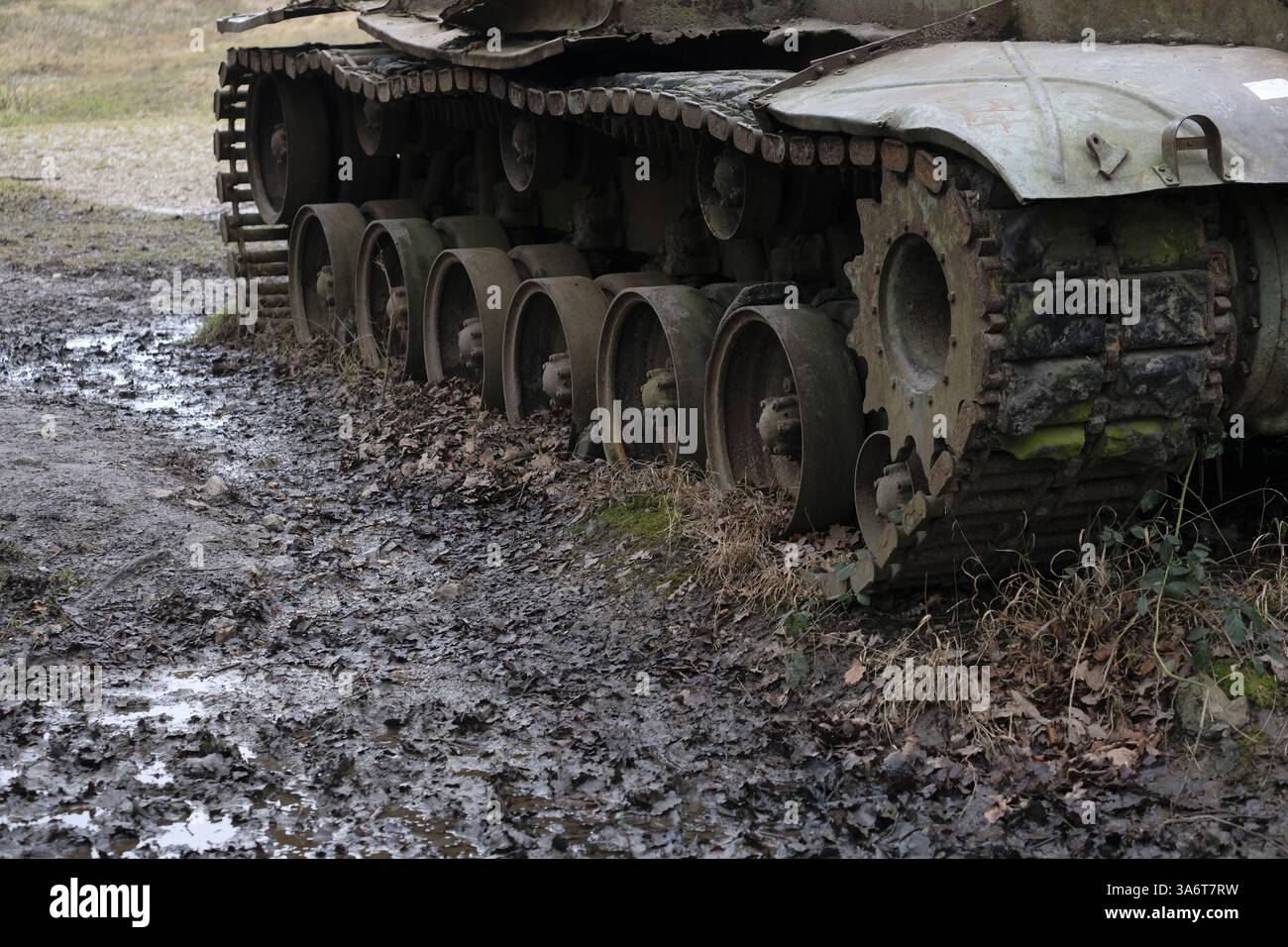 Remains of a tank from the second World War in a forest in Western ...
