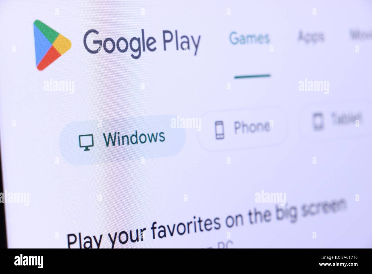 Google play website interface on computer screen showing windows icon Stock Photo - Alamy