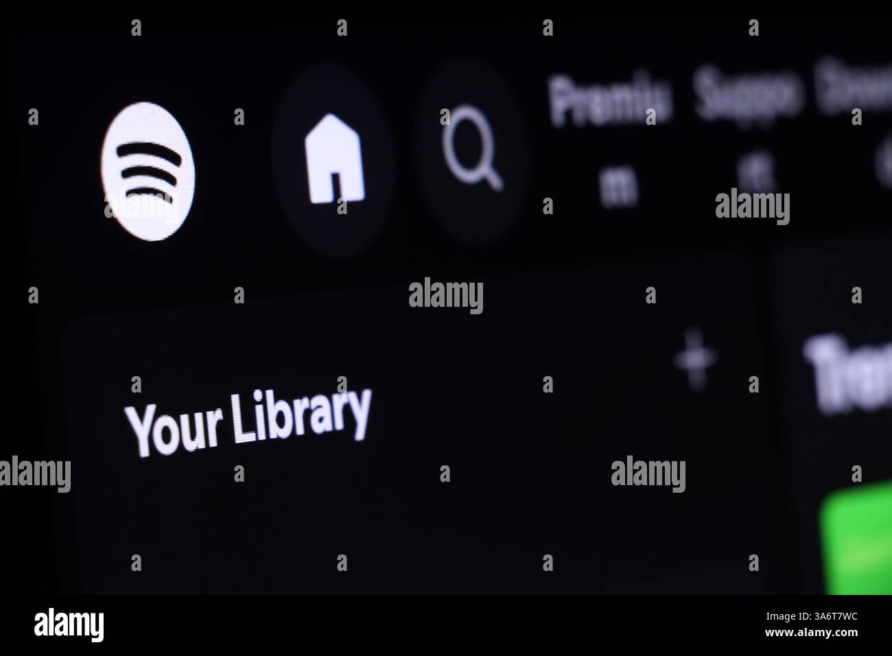 Spotify mobile app interface with navigation icons and your library ...