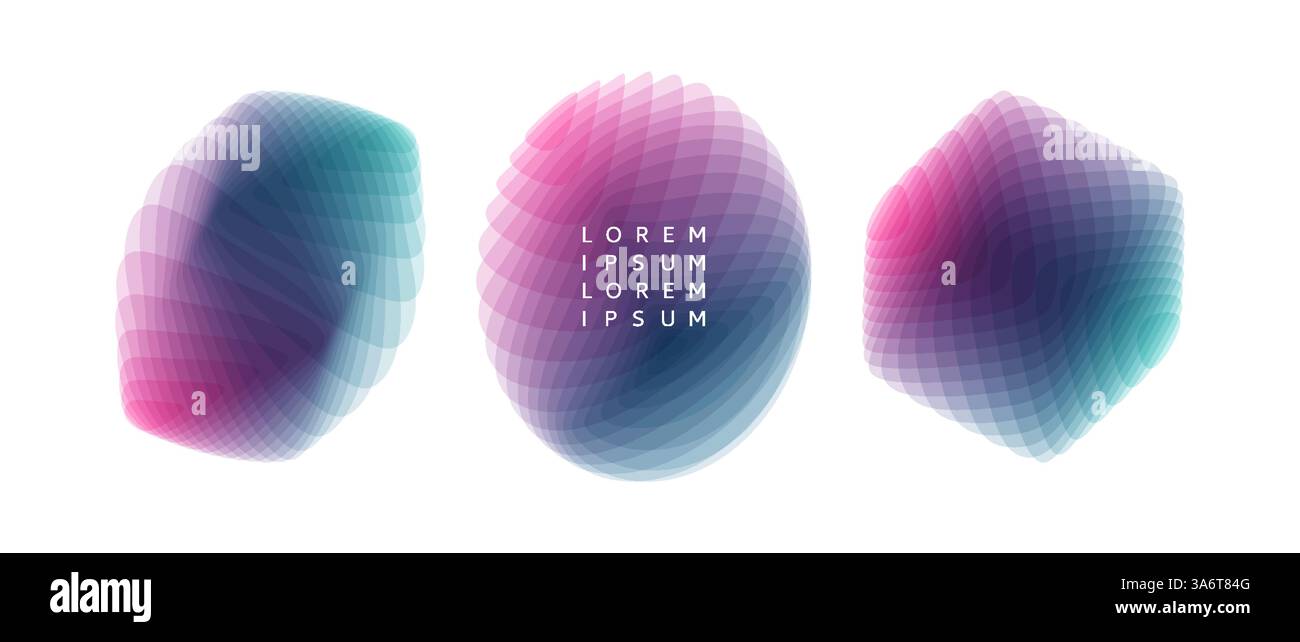 Set of various overlapping elements. Abstract geometric design. 3D ...