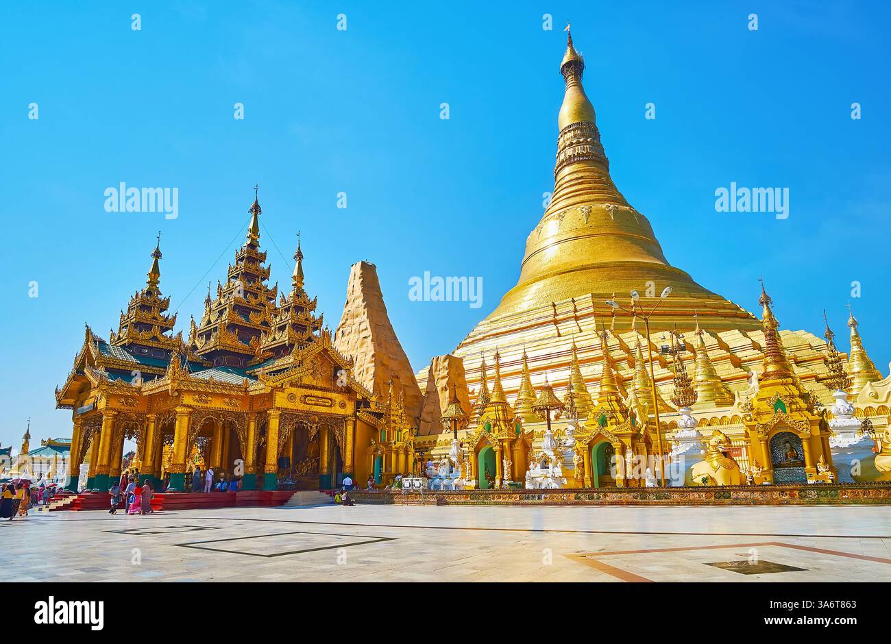 Shwedagon Zedi Daw is famous for its giant beautiful pagoda, ornate stupas and scenic image ...