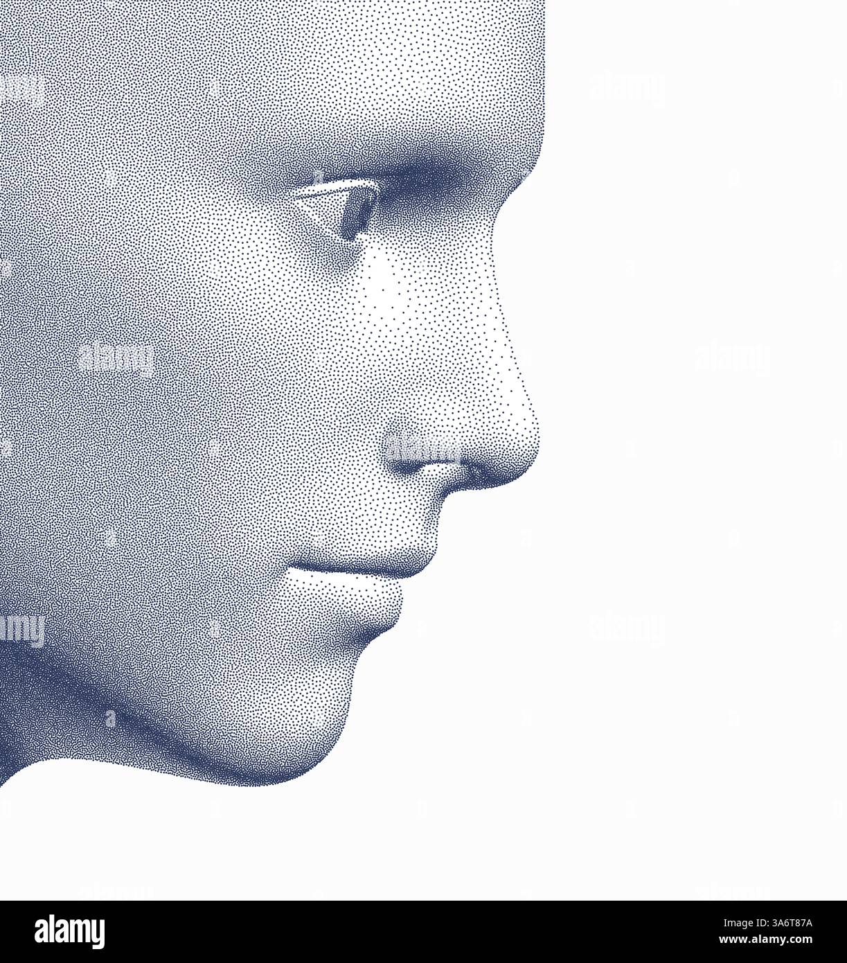 Abstract man head made from dots. Side view of dotted face background ...