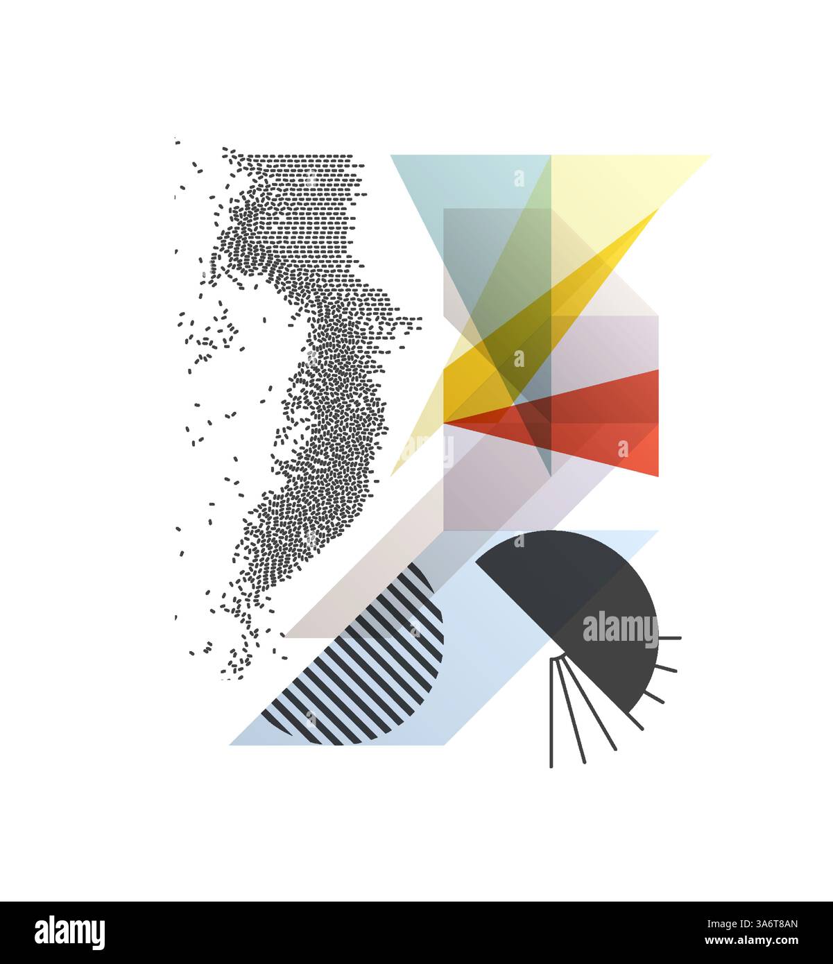 Art composition of flat colorful shapes. Transparency geometrical ...