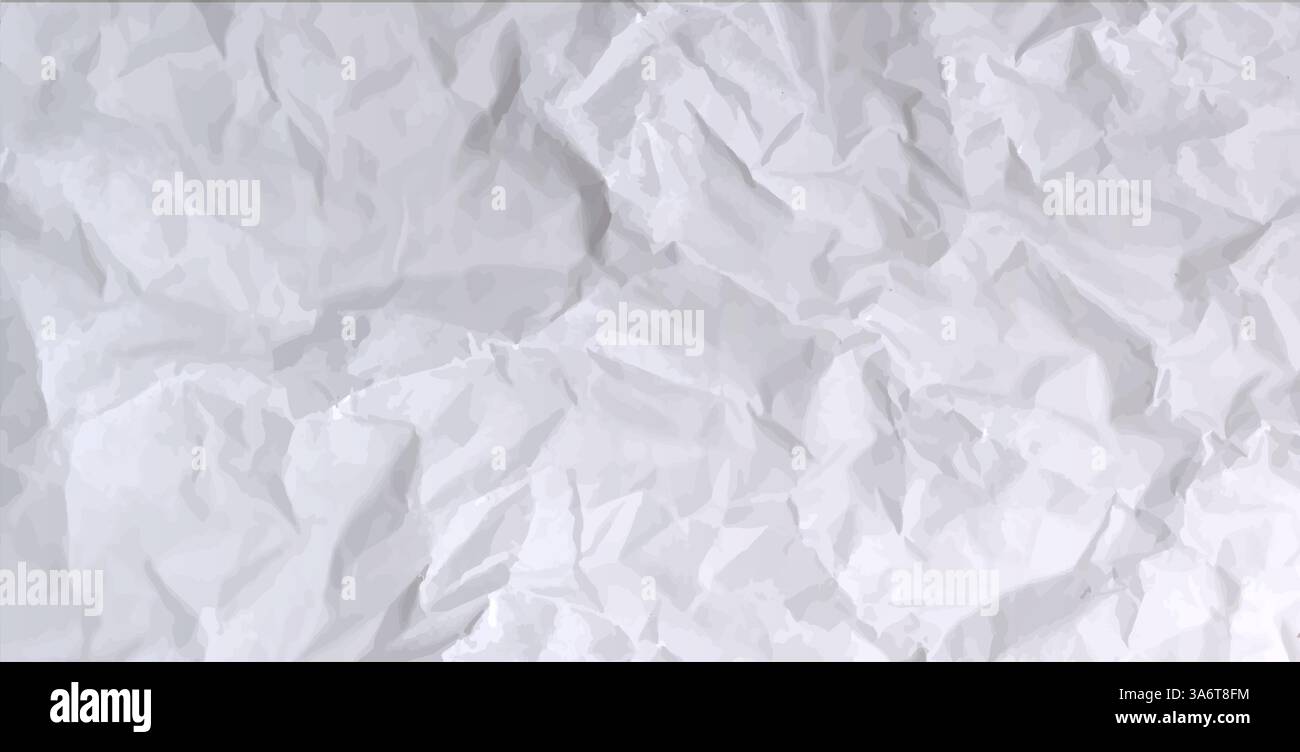 Crumpled grey paper texture. Abstract white background with wrinkled ...